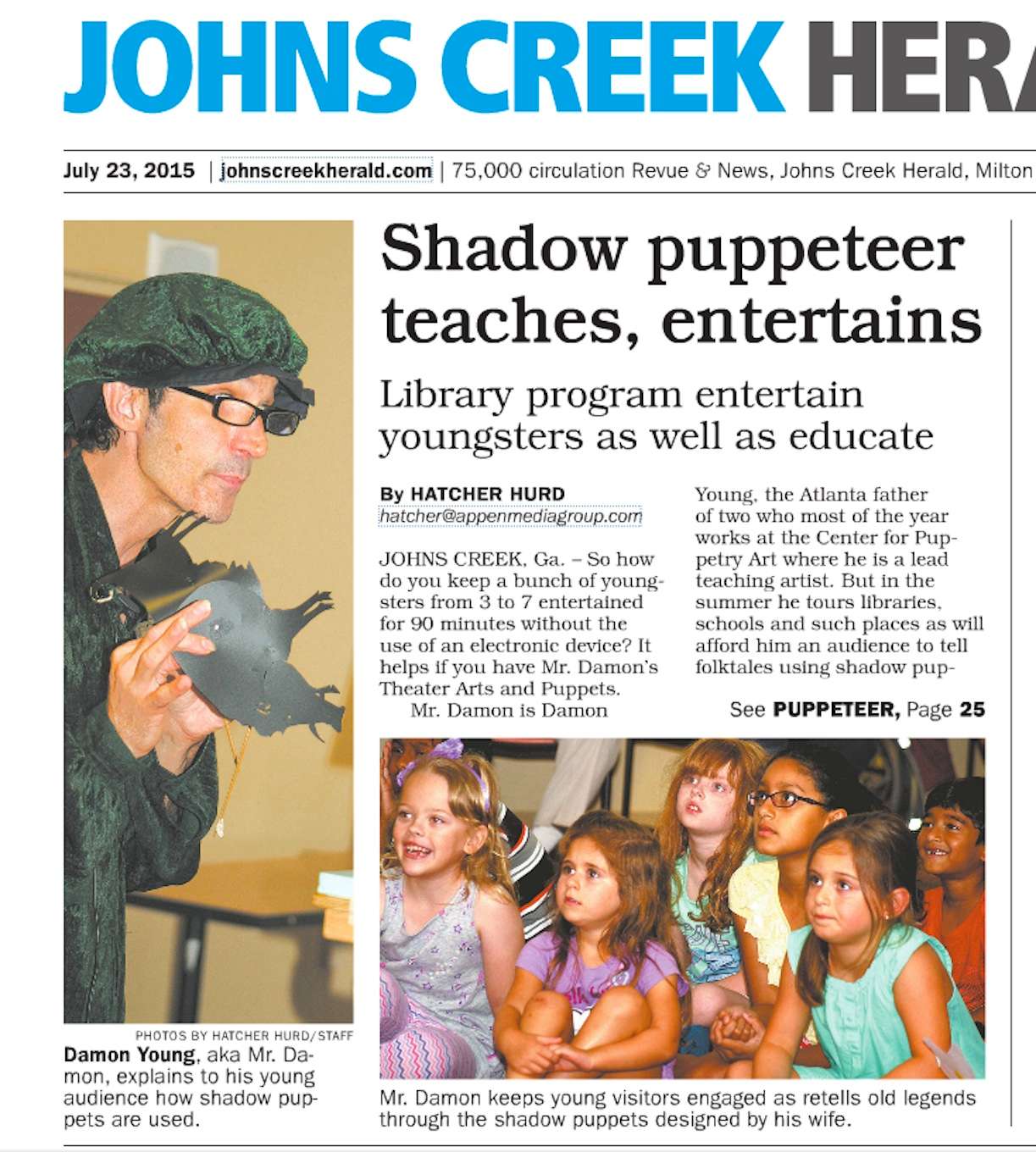 Mr. Damon Shadow Puppet Article - 1 - Mr. Damon's Theater Arts & Puppets